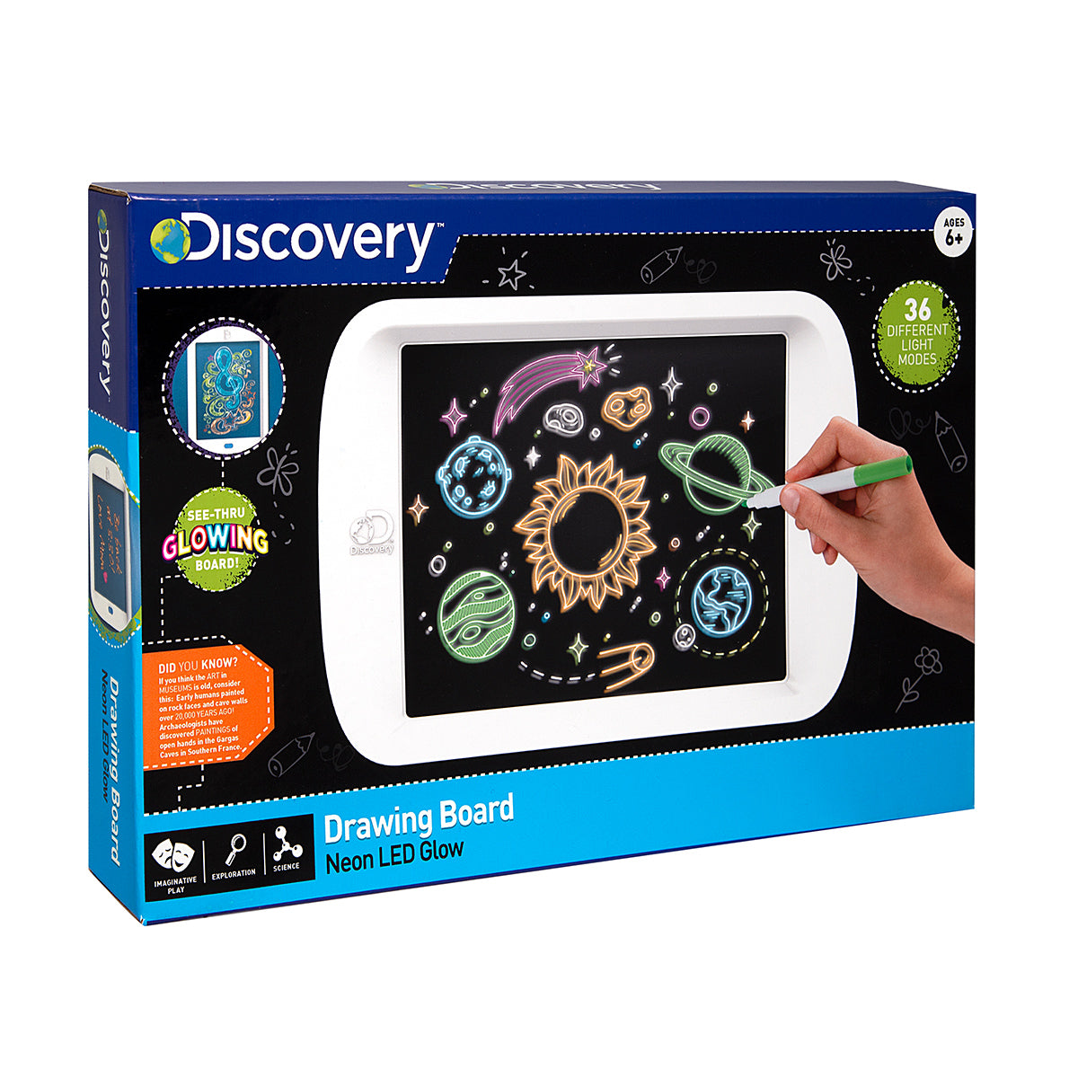 Discovery Kids STEM Neon LED Glow Drawing Board Edutainment and ...